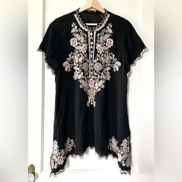 Johnny Was | Tops | Johnny Was Talum Embroidered Scallop Hem Tunic ...